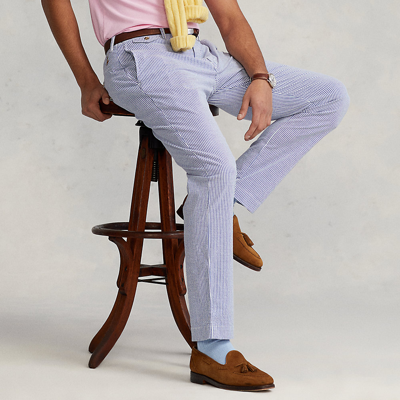 Polo Ralph Lauren Stretch Straight Fit Seersucker Pant In Blue Seersucker | ModeSens
