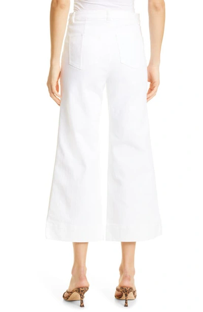Cinq À Sept Benji Button Fly Crop Wide Leg Jeans In White | ModeSens