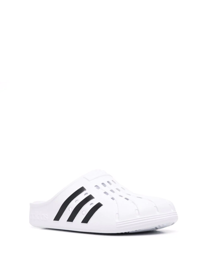 Adidas Originals Closed-toe Side-stripe Sliders In White | ModeSens