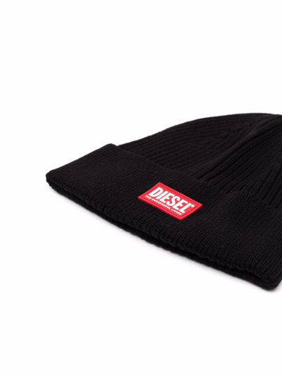 Diesel Ribbed-knit Beanie Hat In Black | ModeSens