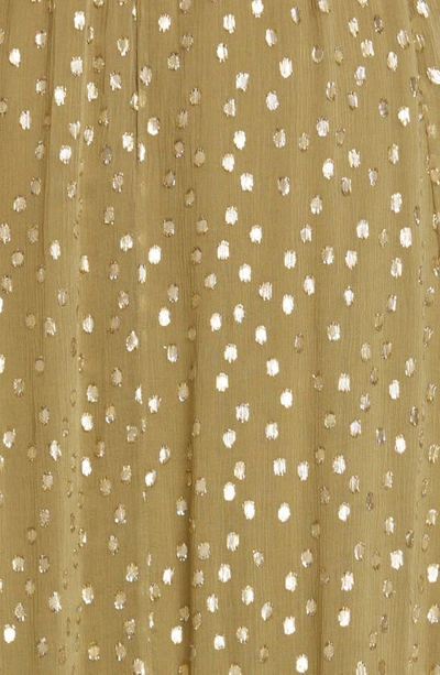 Zimmermann Pussy Bow Metallic Fil Coupé Silk Blend Crepon Midi Dress In