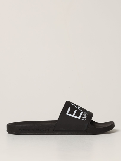 Ea7 Slide Sandals In Rubber With Logo In 黑色 | ModeSens