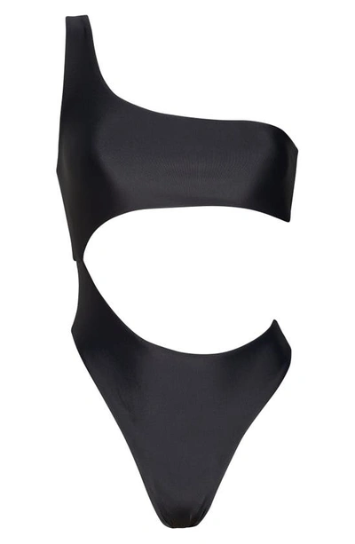 Jade Swim Luna One Shoulder Cutout One Piece Swimsuit In Black Modesens