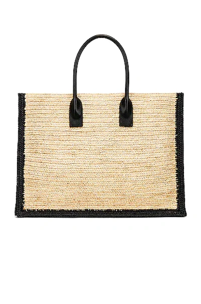 Saint Laurent Rive Gauche Printed Raffia Tote Bag In Naturale | ModeSens