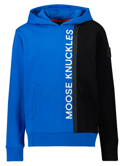 Moose Knuckles Kids Hillside Panelled Hooded Cotton Sweatshirt In Blue ...