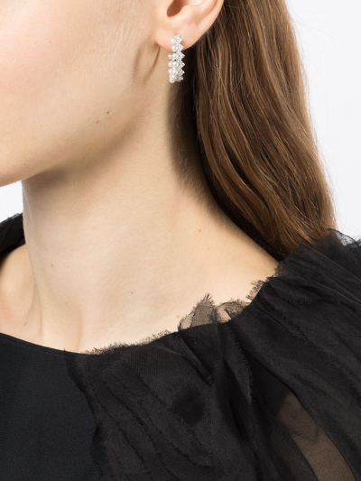 Apm Monaco Up And Down Pearl Embellished Hoop Earrings In Silber Modesens