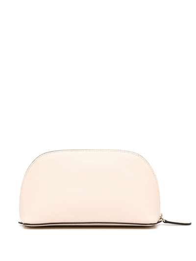 Smythson Logo-print Leather Cosmetic Bag In Skin Tones | ModeSens
