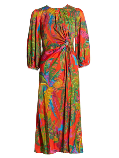 Farm Rio Urban Jungle Cut-out Midi-dress | ModeSens
