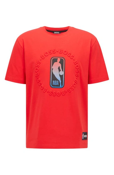 Hugo Boss X Nba Logo-embossed Crew Neck T-shirt In Red | ModeSens