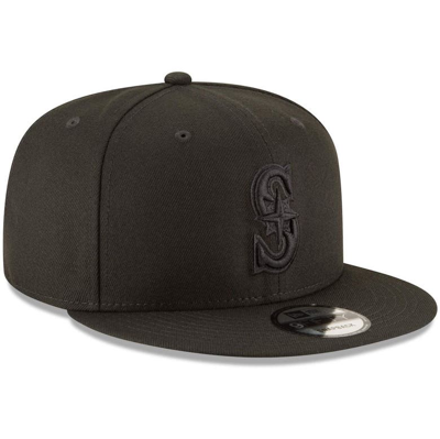 New Era Men's Black Seattle Mariners Black On Black 9fifty Team ...