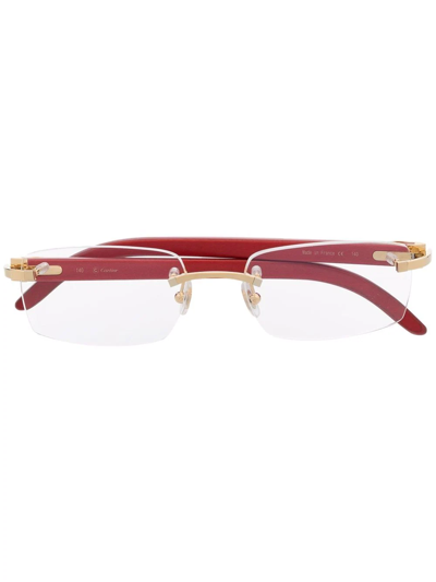 Cartier Rimless Square-frame Glasses In Red | ModeSens