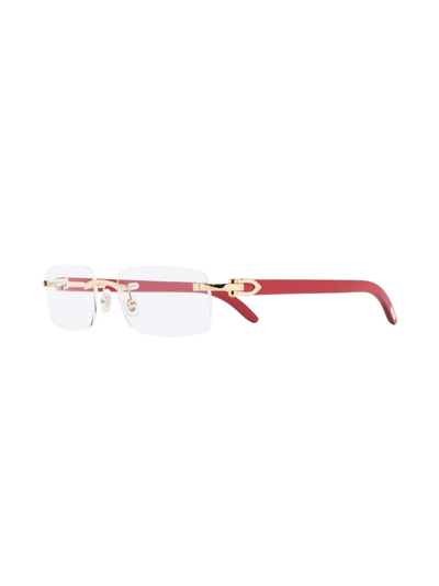 Cartier Rimless Square-frame Glasses In Red | ModeSens