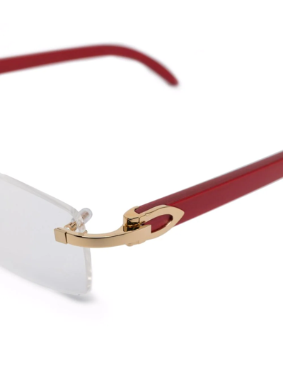 Cartier Rimless Square-frame Glasses In Red | ModeSens