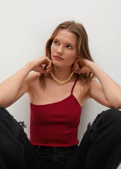Mango Knit Asymmetric Top Red | ModeSens