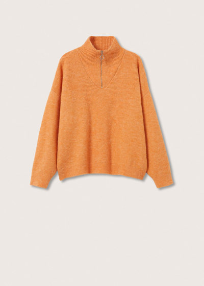 Mango Half Zip Oversize Sweater In Orange | ModeSens