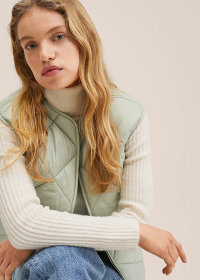 Mango Quilted Gilet Mint Green | ModeSens