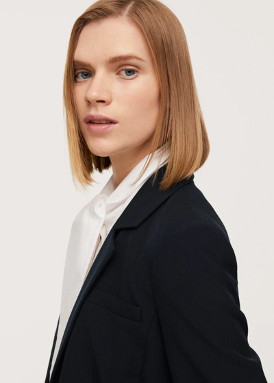 Mango Fitted Suit Jacket Dark Navy | ModeSens