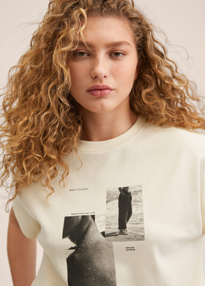 Mango Boats Printed Cotton T Shirt Vanilla Modesens