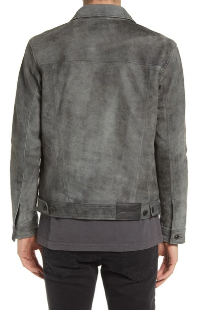 John Varvatos Andrew Slim Fit Leather Trucker Jacket In Seal Grey | ModeSens