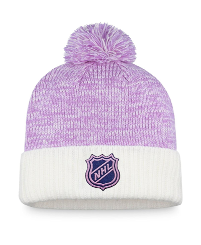 Fanatics Men's White, Purple Nhl Hockey Fights Cancer Authentic Pro ...