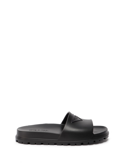 Prada Rubber Slides In Black | ModeSens