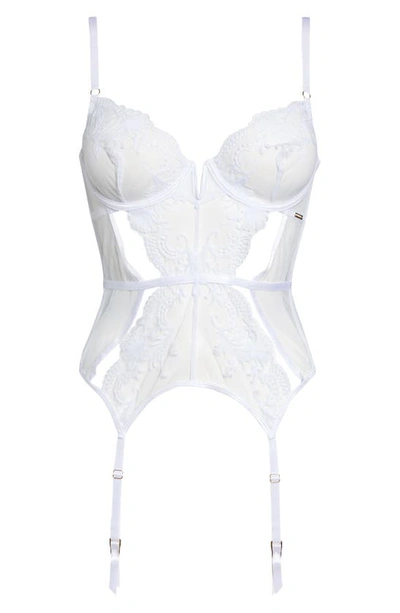 Bluebella Marseille Underwire Basque With Garter Straps In White | ModeSens