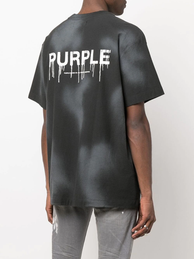 Purple Brand Mens Bleached Drip Logo T-shirt In Black In Schwarz | ModeSens