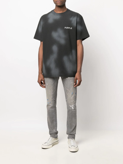 Purple Brand Mens Bleached Drip Logo T-shirt In Black In Schwarz | ModeSens
