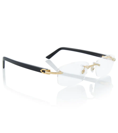 Cartier Signature C De Rectangular Glasses In Gold-black-transparent ...