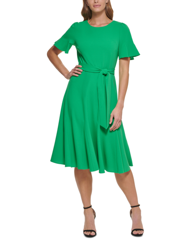 Dkny Belted Midi Dress In Apple Green | ModeSens