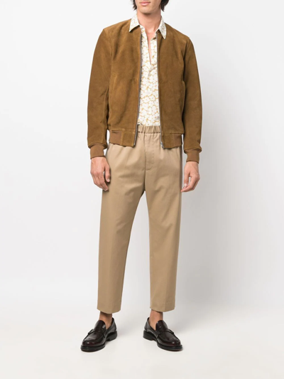 Sandro Suede Bomber Jacket In Brown | ModeSens