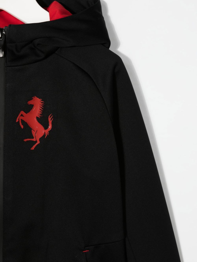 Ferrari Embossed-logo Zip-up Hoodie In Schwarz | ModeSens