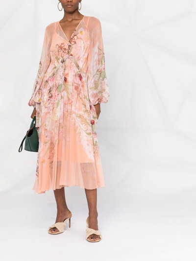 Zimmermann Zimmerman Dancer Drawn Floral Print Long Sleeve Midi Dress ...