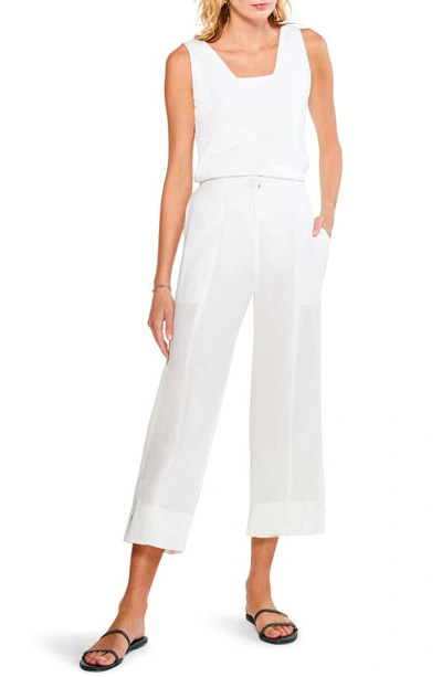 Nic Zoe Rumba Park Crop Wide Leg Linen Blend Pants In Paper White