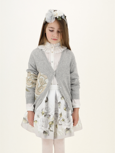 Monnalisa Cardigan With Lurex Rose In Grey | ModeSens