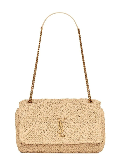 Saint Laurent Beige Raffia Medium Baguette Jamie Carré Rive Gauche | ModeSens