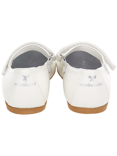 Monnalisa Logo-print Leather Ballerina Shoes In Cream | ModeSens