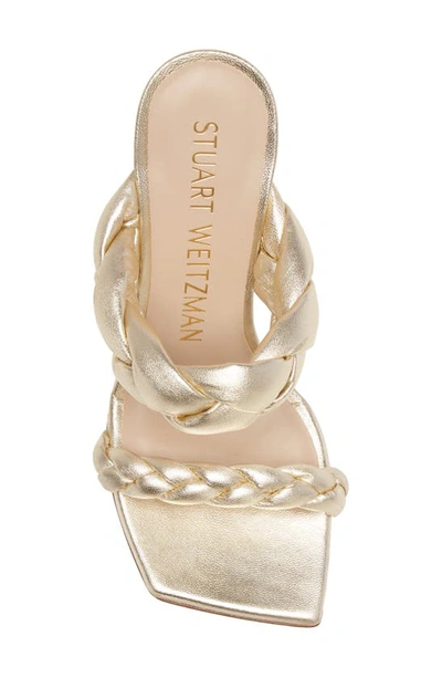 Stuart Weitzman Playa Metallic Braided Slide Sandals In Platino | ModeSens