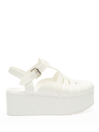 Loewe Rubber Wedge Platform Fisherman Sandals In Optic White | ModeSens