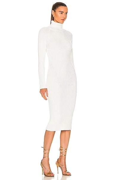 Tom Ford Ribbed Knit Virgin Wool Midi Dress In Chalk Modesens