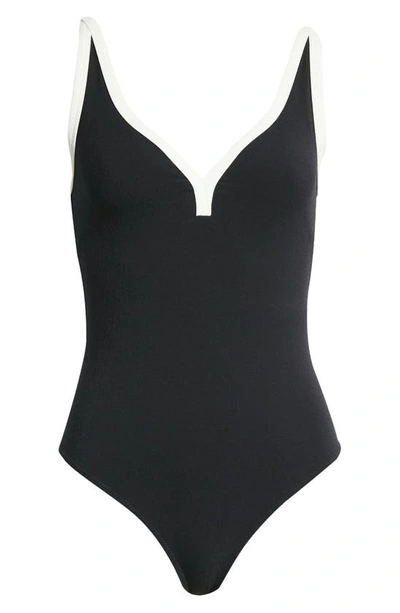 Lisa Marie Fernandez Maria Maillot Contrast Trim Swimsuit In Black