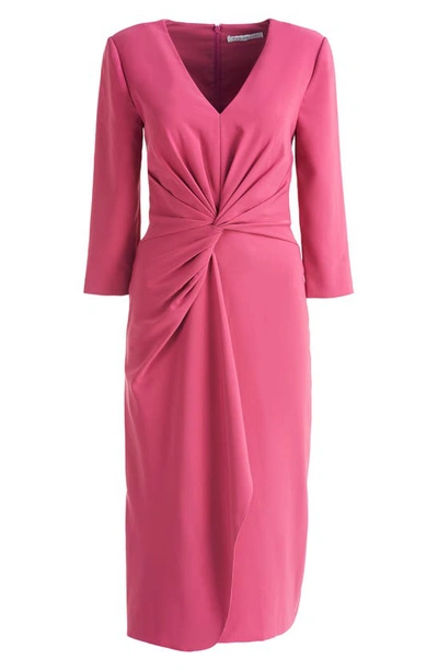 Kay Unger Helen Twist Front Midi Dress In Berry Sorbet | ModeSens