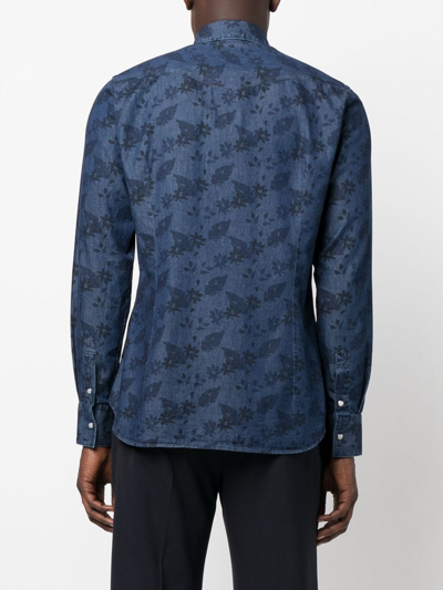 Tintoria Mattei Floral-print Denim Shirt In Blue | ModeSens