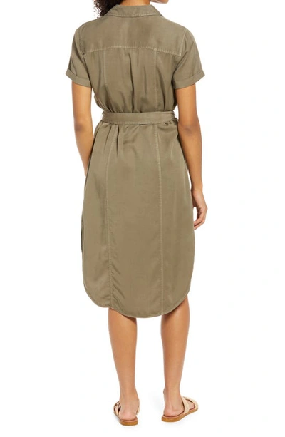 Caslon Utility Short Sleeve Shirtdress In Green Sorrel | ModeSens