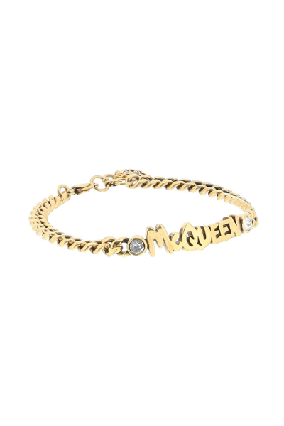 Alexander Mcqueen Mcqueen Graffiti Chain Bracelet In Golden | ModeSens