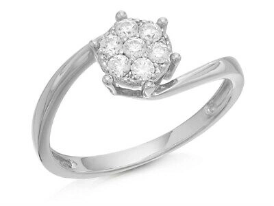 Pre-owned F.hinds Womens Fine Elegant 9ct White Gold Cubic Zirconia ...