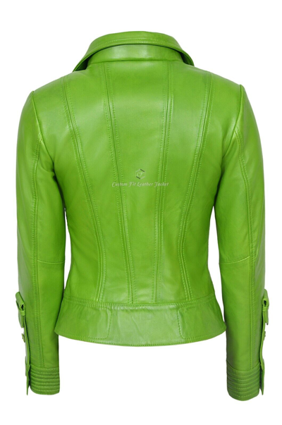 Pre-owned Smart Range Supermodel Ladies Lime Green Biker Style Real ...