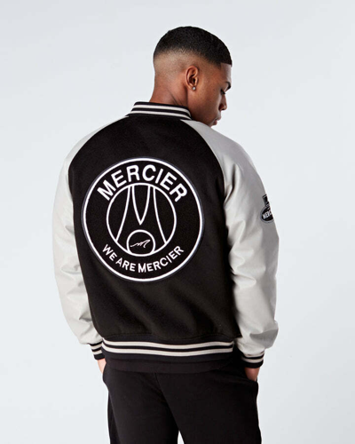 Pre-owned Mercier Badge Varsity Jacket-black/steel | ModeSens
