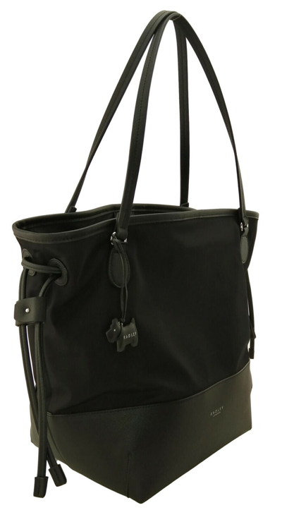 Pre-owned Radley Tote Bag Black Large Nylon & Leather Dane Park Open ...