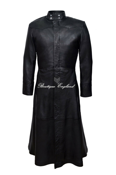 Pre-owned Real Leather 'matrix' Men's Black Full-length Keanu Reeves ...